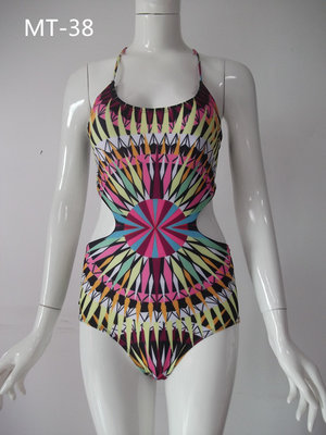 Beautiful pattern swimwear for women， hot sale naked back swimwear supplier