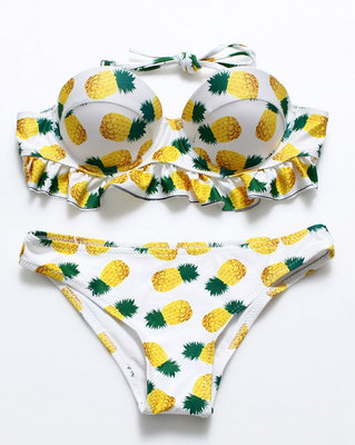 Pineapple printing bikinis UV-protective swimwear for women supplier