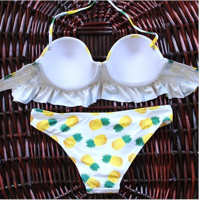 Pineapple printing bikinis UV-protective swimwear for women supplier