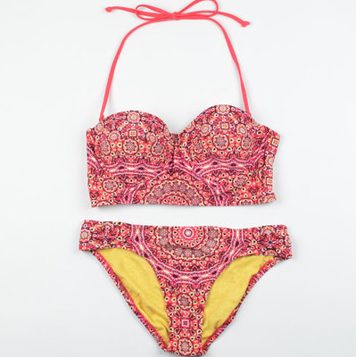 Fashion Red printing flowers high waist swimwear for women pool party Sexy Bikini supplier