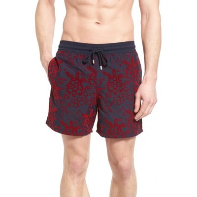 Brick red pattern for Men's swimming trunks supplier
