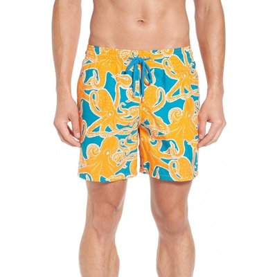 Men swim shorts yellow Octopus printing supplier