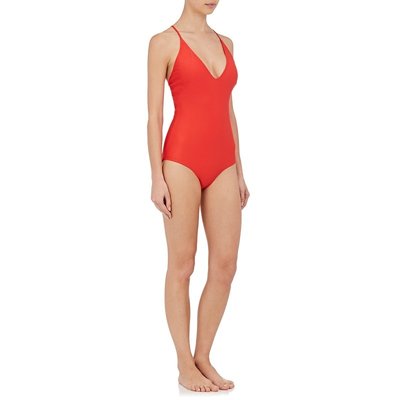 Red color one piece bikini for ladies swimwear supplier