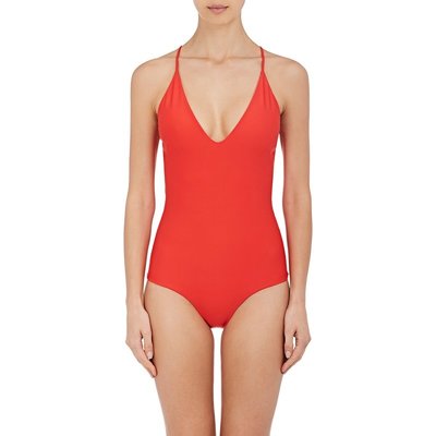Red color one piece bikini for ladies swimwear supplier