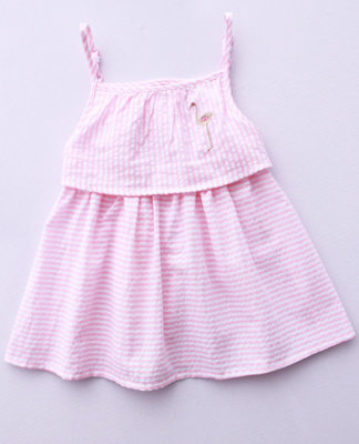 2-36 month baby  summer of pure cotton skirt with shoulder-straps Stripe embroidery princess dress supplier