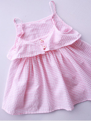 2-36 month baby  summer of pure cotton skirt with shoulder-straps Stripe embroidery princess dress supplier