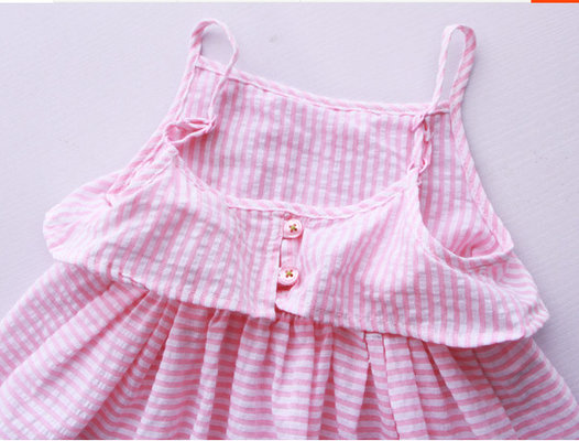 2-36 month baby  summer of pure cotton skirt with shoulder-straps Stripe embroidery princess dress supplier