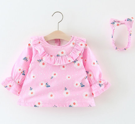 Grils Lovely pink printed shirt  fashion dress supplier