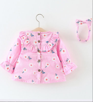 Grils Lovely pink printed shirt  fashion dress supplier