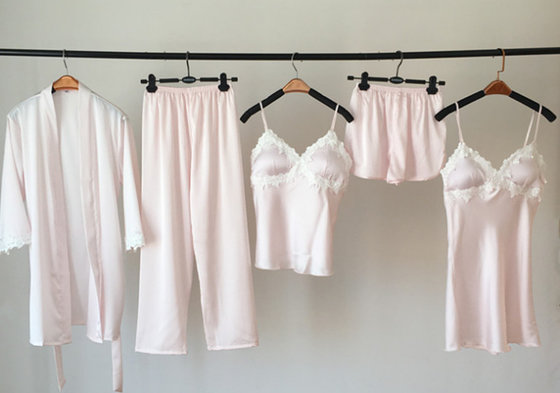 5piece set  summer  pajamas, polyester Cardigan pajamas   leisurewear supplier