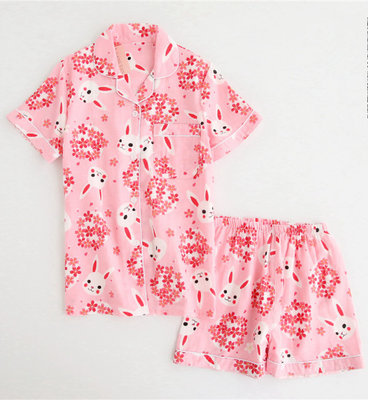 women  summer fashion   pajamas,  Cardigan  printing short sleeve  leisurewear supplier