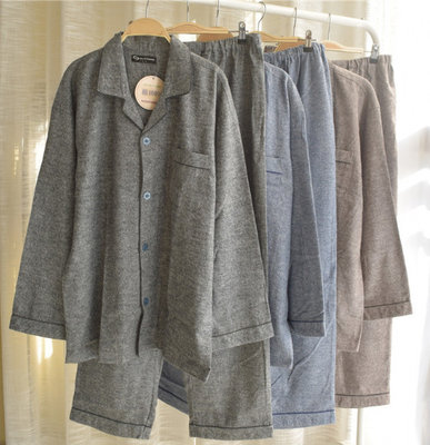 Men's autumn and winter cotton fleece cloth pajamas Pure color soft and loose leisurewear suit supplier