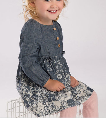Spring girl denim dress Lovely printing princess skirt supplier