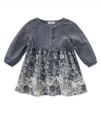 Spring girl denim dress Lovely printing princess skirt supplier