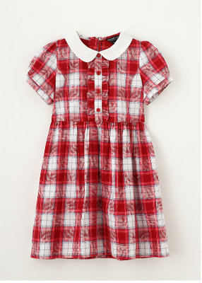 1-6year grils summer red print Shirt skirt check pattern printed dress supplier