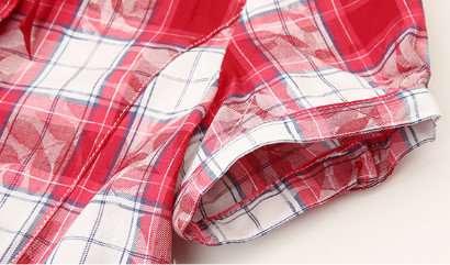 1-6year grils summer red print Shirt skirt check pattern printed dress supplier