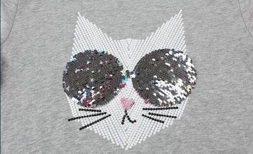 Latest design reversal sequins pattern  short sleeve T-shirt for grils supplier