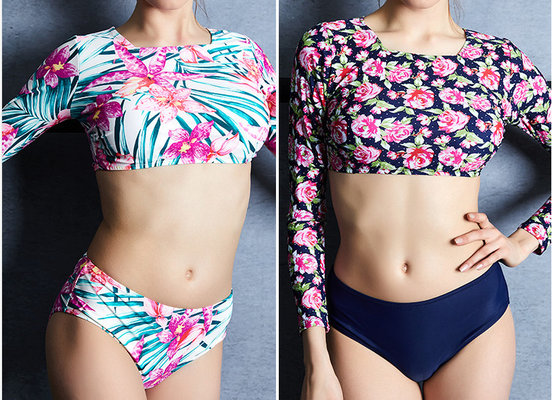 Fashion Long sleeve Round collar  Printed Swimsuit   Two Piece Bikini supplier