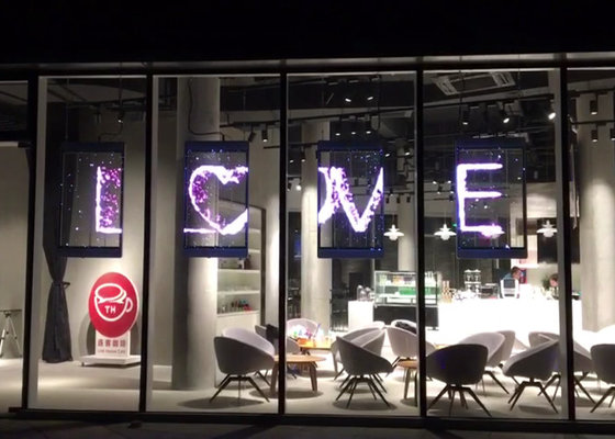 P7.8 High Transparent Glass Wall LED Display For Easy Hanging Installation
