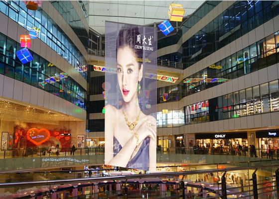 Indoor P3.9 Transparent Glass Wall LED Screen Wide View Angle With High Transparency