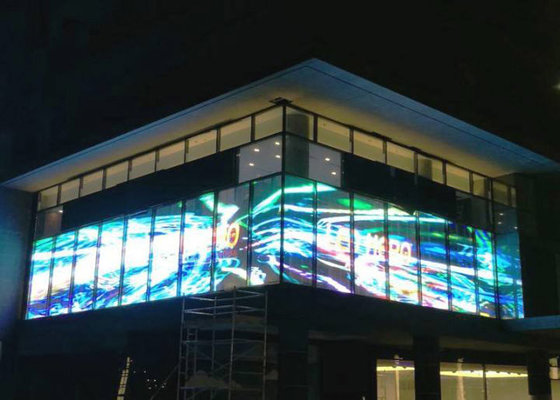 Outdoor Advertising P10 Transparent Glass Led Screen High Brightness 500*1000mm Cabinet