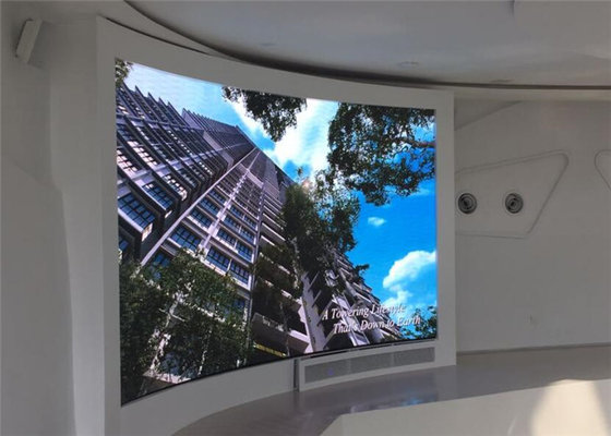 Full Color HD Led Video Wall Curved Design With Front Service Aluminum Cabinet