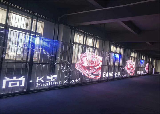 Wide View Angle P3.9 Glass Wall LED Screen High Transparency Easy Installation