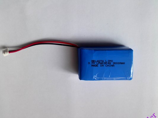 3.7V 3000mAh Lithium Polymer battery pack with PCM and molex 2pin connector