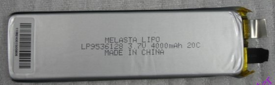High power LiPo battery Cell: 3.7V 4000mAh (LP9536128-20C, 14.8Wh, 80A rate)