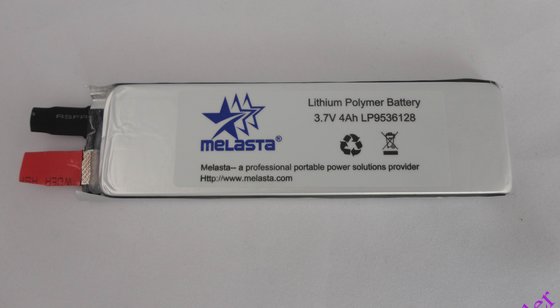 High power LiPo battery Cell: 3.7V 4000mAh (LP9536128-20C, 14.8Wh, 80A rate)