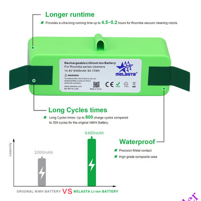 14.4V iRobot Roomba 500, 600, 700, 800 Replacement Battery, Super Large capacity, Ultra-long life, Japanese Brand Cell