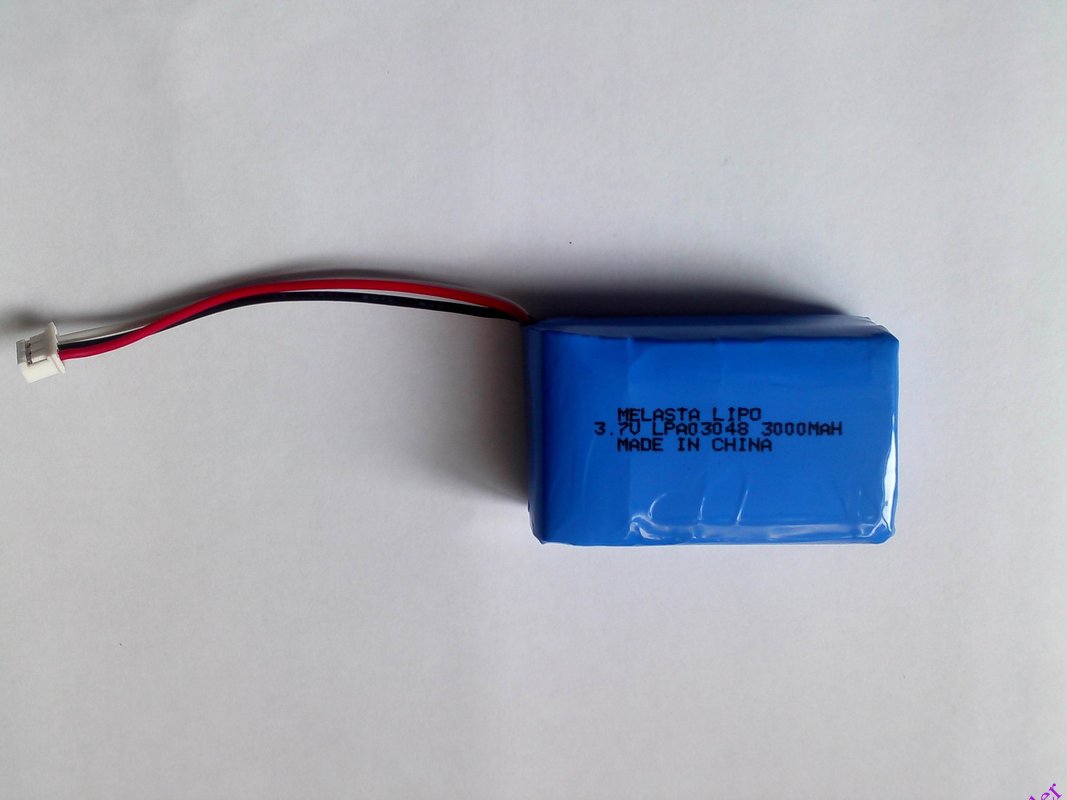 3.7V 3000mAh Lithium Polymer battery pack with PCM and molex 2pin connector