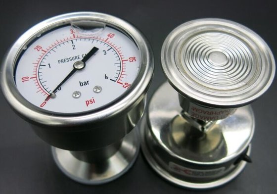 Food Grade Sanitary Pressure Gauge 0 - 400 Bar With Argon Arc Welding