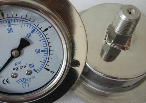 0 - 10 Bar Oil Filled Pressure Gauge , Industrial Back Mount Pressure Gauge