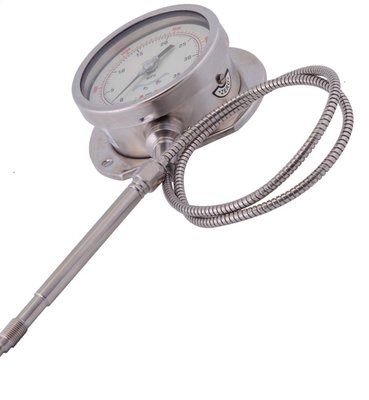 Flexible Stem Mechanical Pressure Gauge 1.6%fs Accuracy For Extruder Machinery