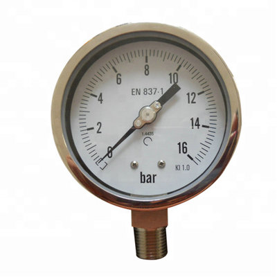 4" 100mm Precision Pressure Gauge Stainless Steel Material High Accuracy En 837-1