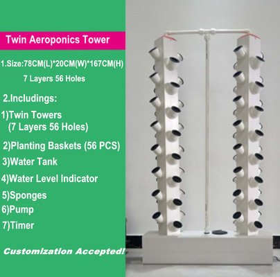 Customizable Hydroponics Tower Vertical Aeroponic Growing System Kit for Home Garden Greenhouse to Plant  Vegetables