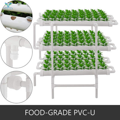 Greenhouse Farming Home Hydroponic Growing System Kits PVC 12 Pipes  3 Layers 108 Holes NFT Vertical Planter
