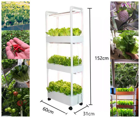 Home Indoor Led Light NFT Hydroponics System Grow Kit 3 Layer 42 Pod White Vertical Garden Planter for vegetables