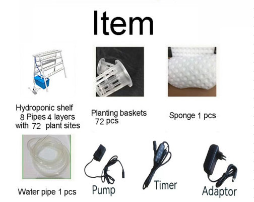 Indoor &Outdoor A Type PVC Round Pipe 4 Layers 72 Holes Vertical Hydroponics Growing System Kit Home Garden Planter