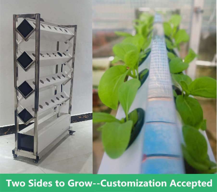 4 Layer 48 Holes NFT Garden Hydroponics Square Channel Kit Two Sides to Grow System Home Vertical Planter for Lettuce