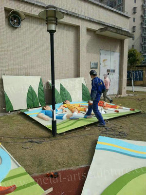 섬유유리는 벽 기복 조각품 4m 길이 학교 벽 장신구를 계산합니다