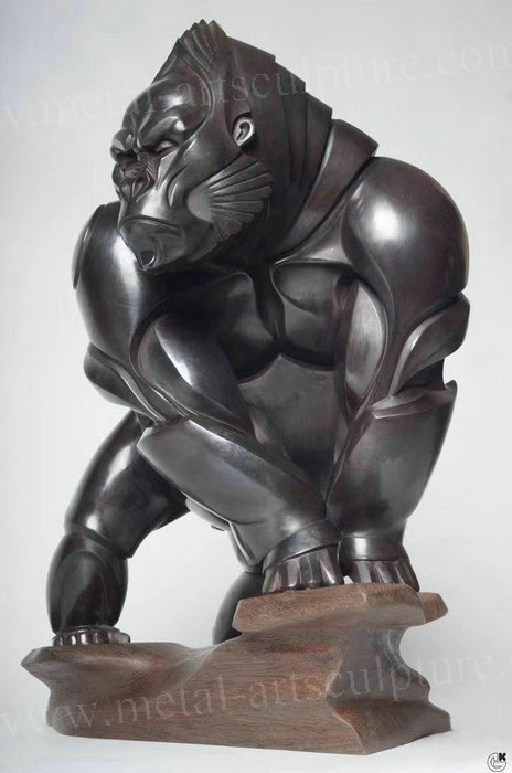 Impressive Cast Bronze Sculpture Orangutan Shape For Square Decoration