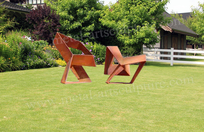 Irregular Art Corten Steel Sculpture With Original Rust Color As Yard Decoration