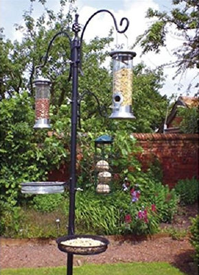 Heavy Duty Bird Feeding Station With Planter Stand , Patio Bird Feeder Pole Station
