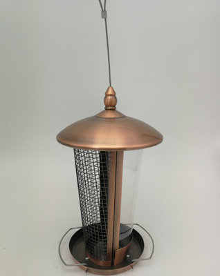 Seed And Suet Bird Feeder / Anti Squirrel Bird Feeder Metal Copper Plated Finish