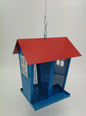 House shape suet and seed hanging red roof 650g bird feeder