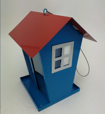 House shape suet and seed hanging red roof 650g bird feeder