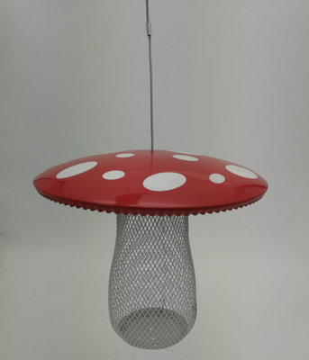 Adorable Mushroom Bird Nut Feeder Metal Hanging Easy Open And Clean