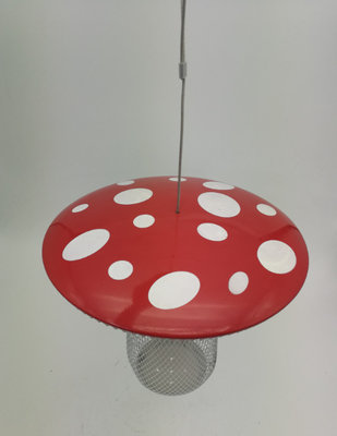 Adorable Mushroom Bird Nut Feeder Metal Hanging Easy Open And Clean